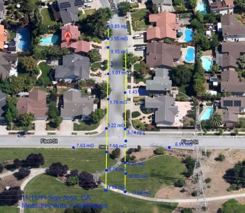 EMF_Sample_Street Plan_Mag Fields | Healthy Building Science, Inc.