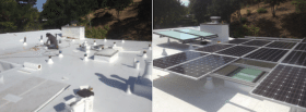 TPO Membrane Roof w: Solar Standoffs, PV and Solar Thermal Panels ...