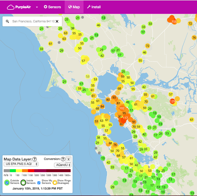 Air Quality Index (AQI) and Air Monitoring for San Francisco Bay Area